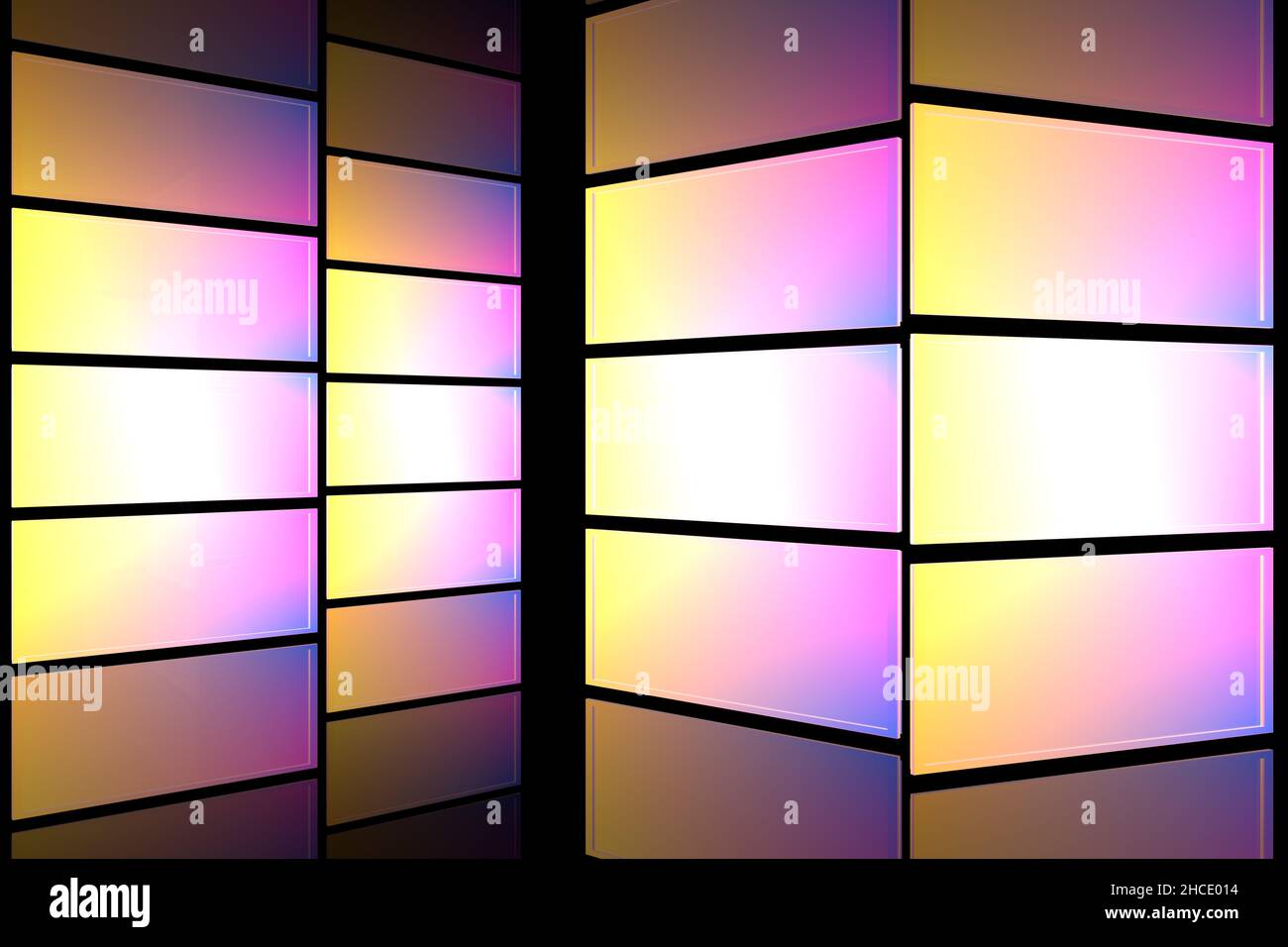Colored neon screen on a black background.Pink and blue neon frames ...