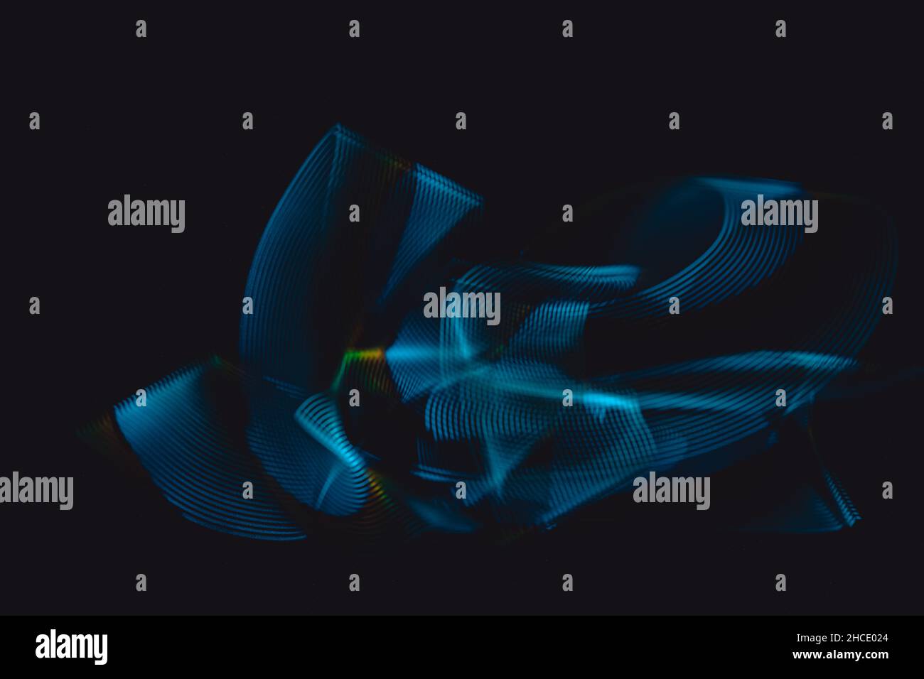 3D illustration or 3D rendering. Abstract shapes of light on starry ...