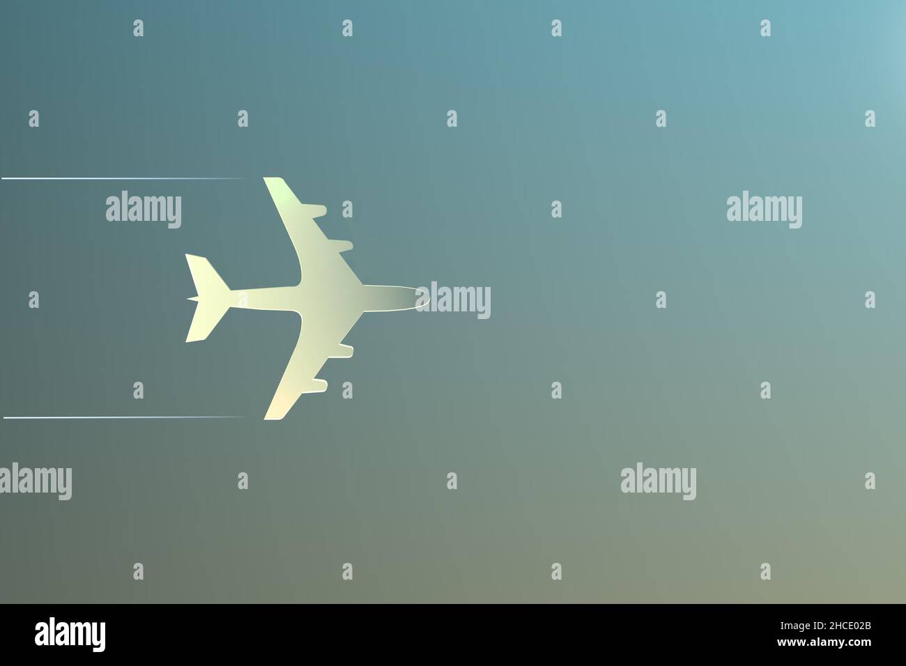 The Airplane illustration 3D renderer. Flying plane drawing. Airliner ...