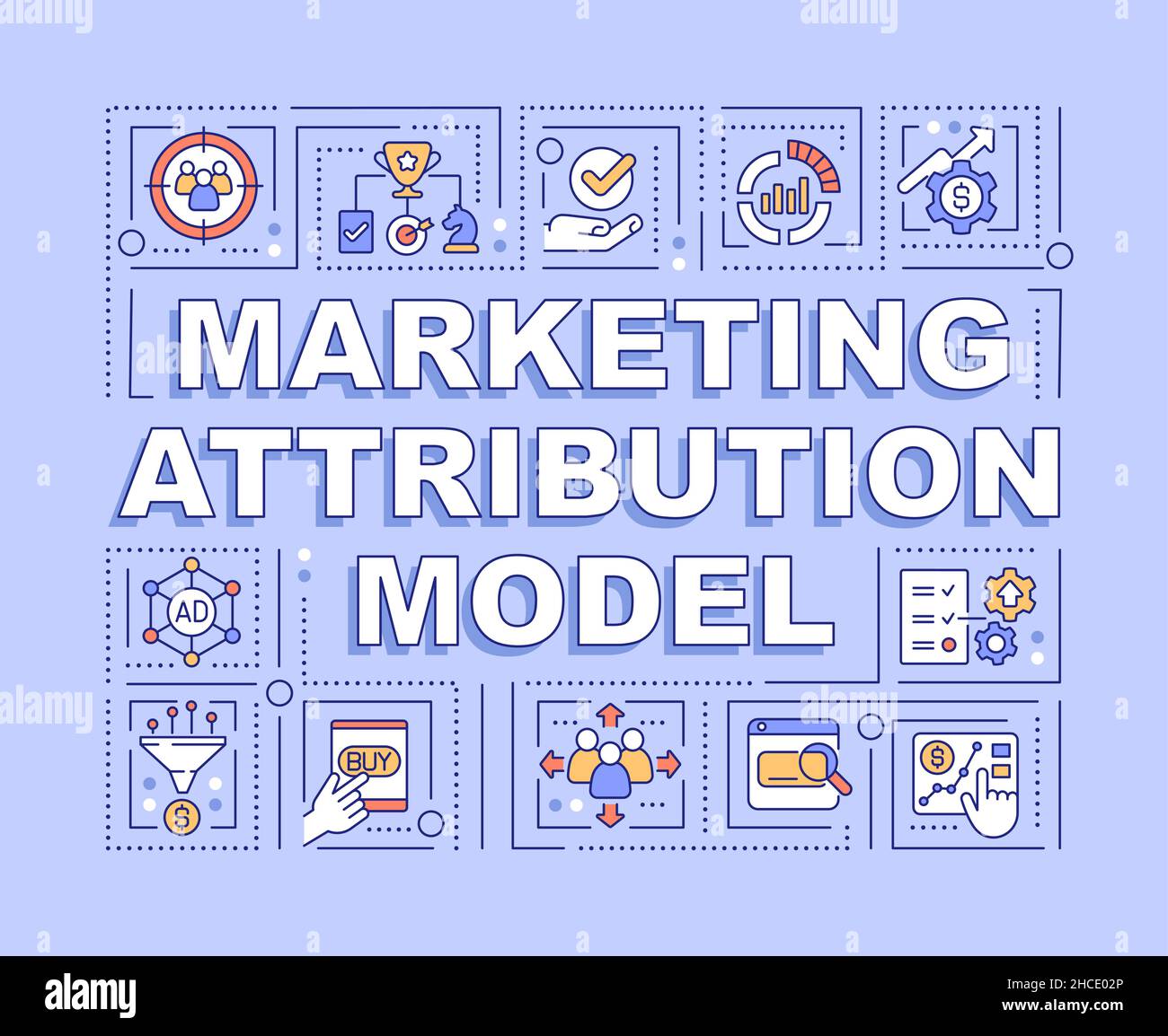 Marketing attribution model word concepts purple banner Stock Vector ...
