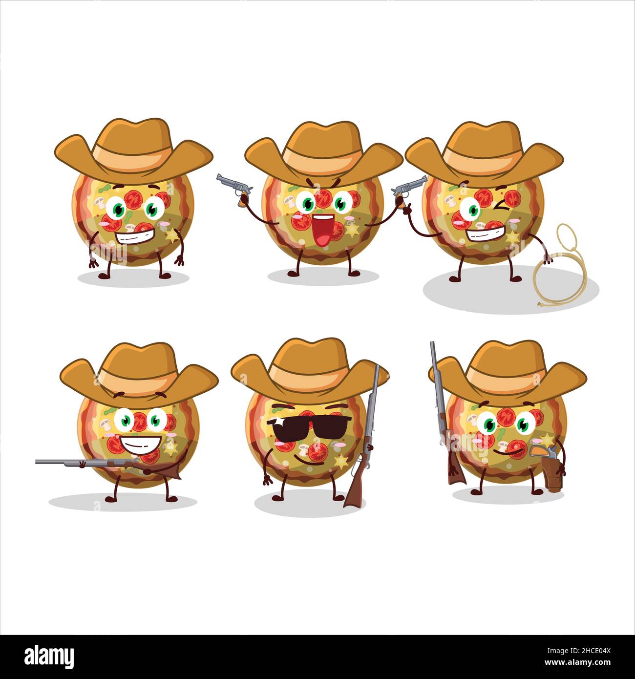 Cool cowboy pizza gummy candy cartoon character with a cute hat. Vector ...