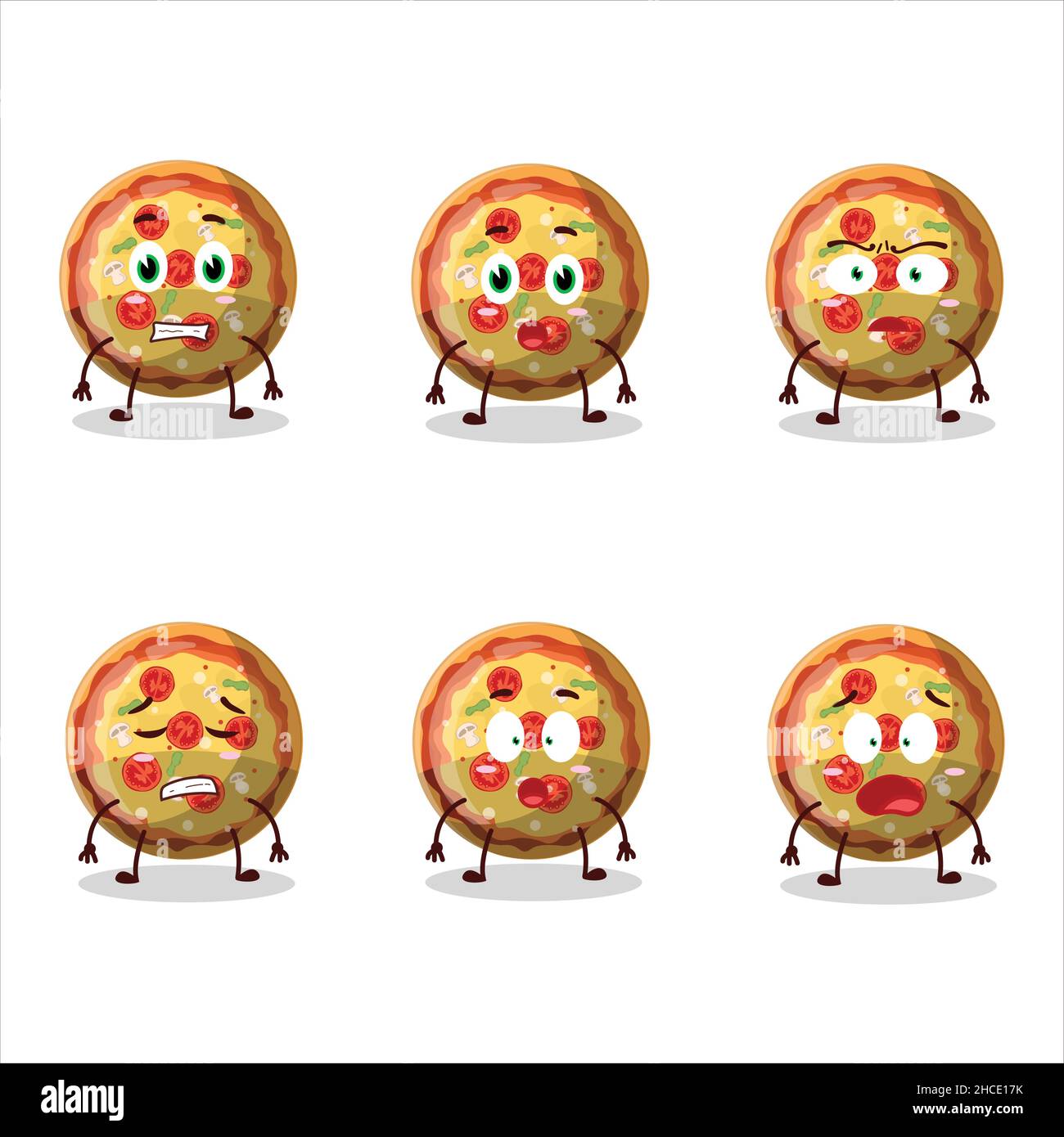 Character cartoon of pizza gummy candy with scared expression. Vector ...