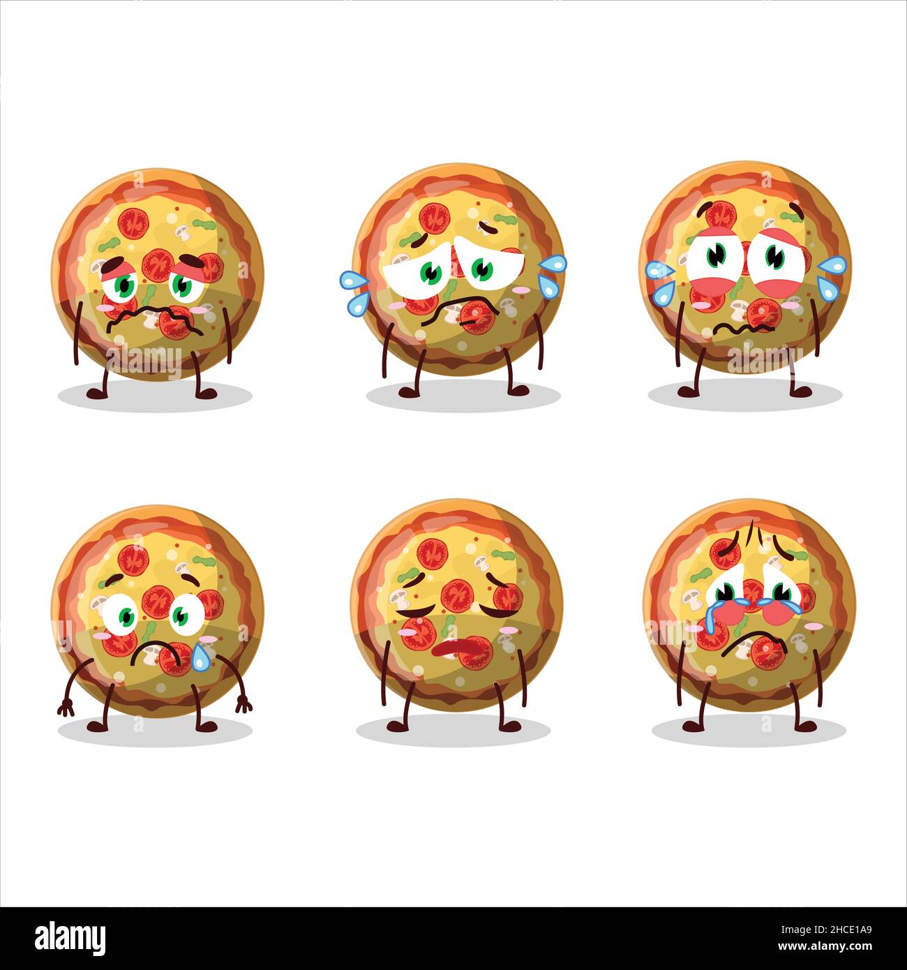 Pizza gummy candy cartoon character with sad expression. Vector ...