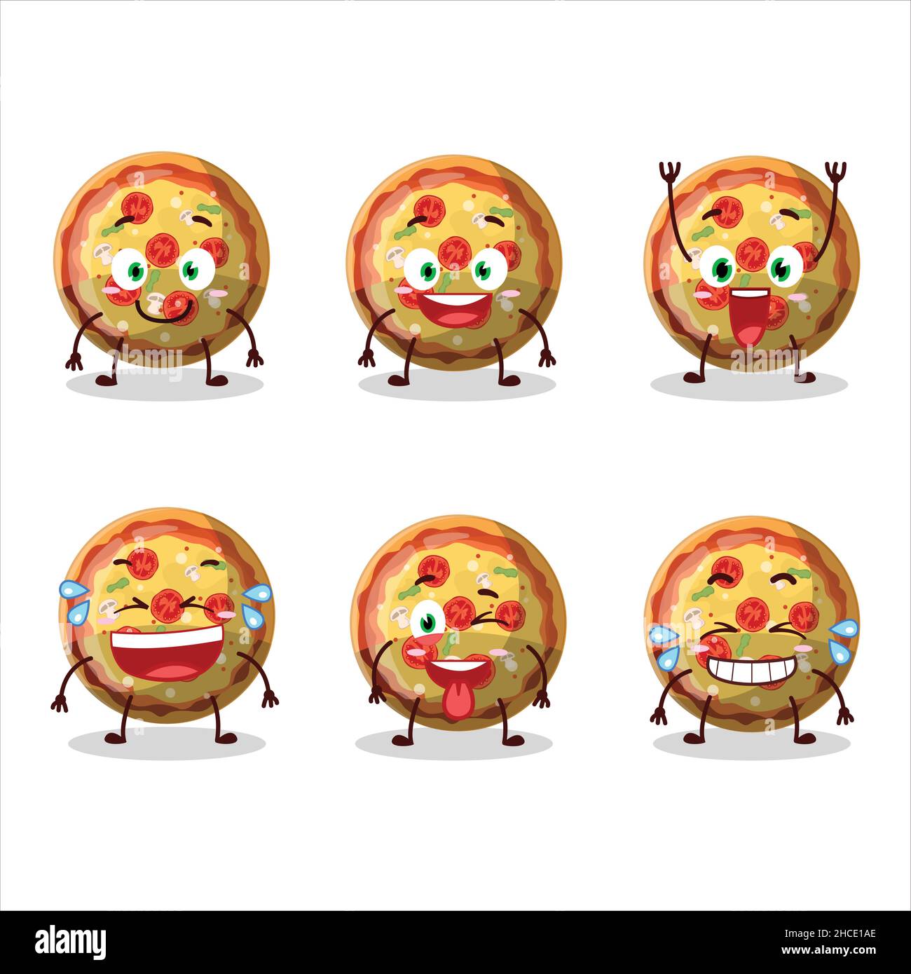 Cartoon character of pizza gummy candy with smile expression. Vector ...