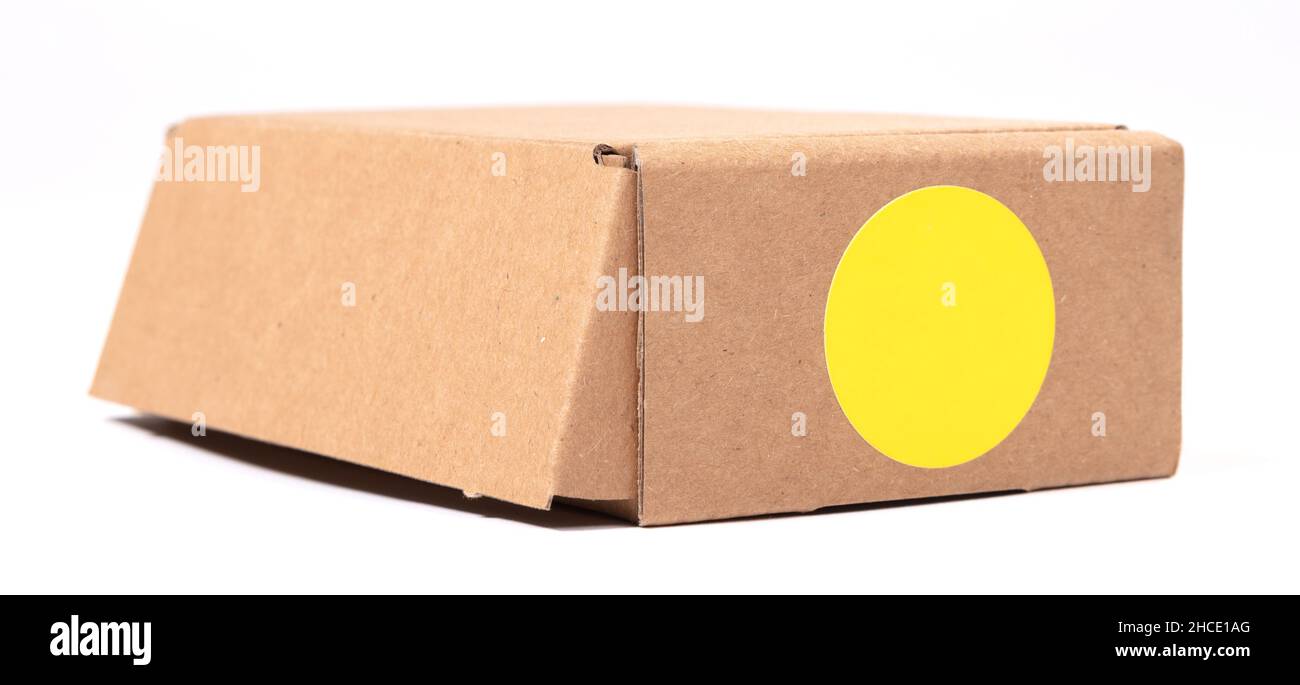 Closed cardboard small box isolated on white background Stock Photo - Alamy