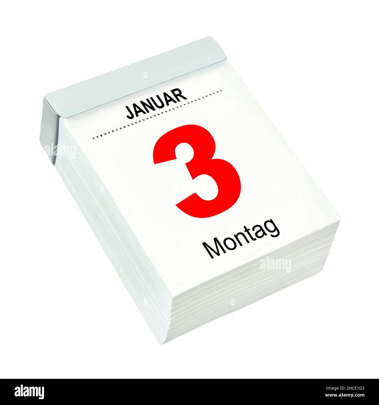 German calendar 2022 January 3 Monday isolated on white background ...