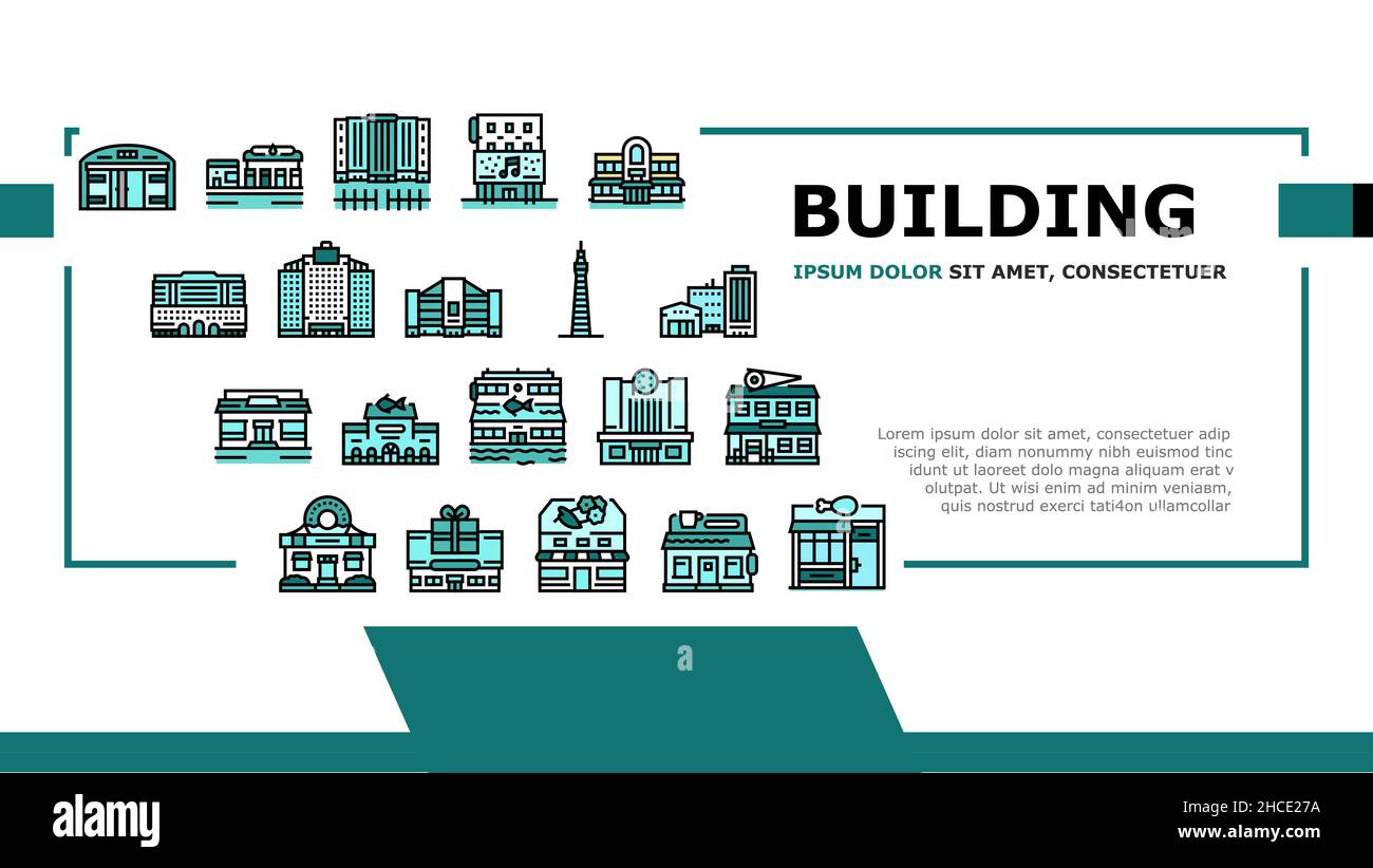 Building Restaurant And Store Landing Header Vector Stock Vector Image ...