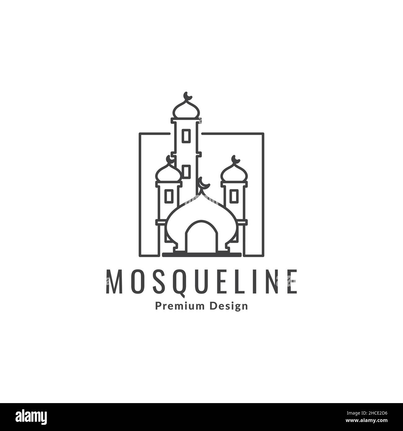 line mosque big with dome logo design vector graphic symbol icon sign ...
