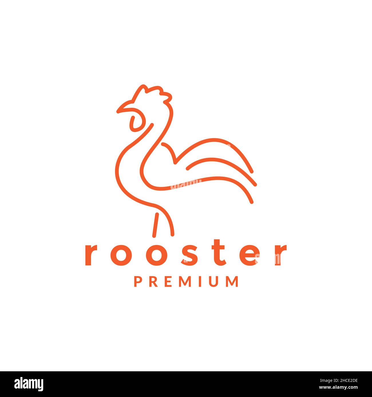 simple line animal rooster logo design vector graphic symbol icon sign ...
