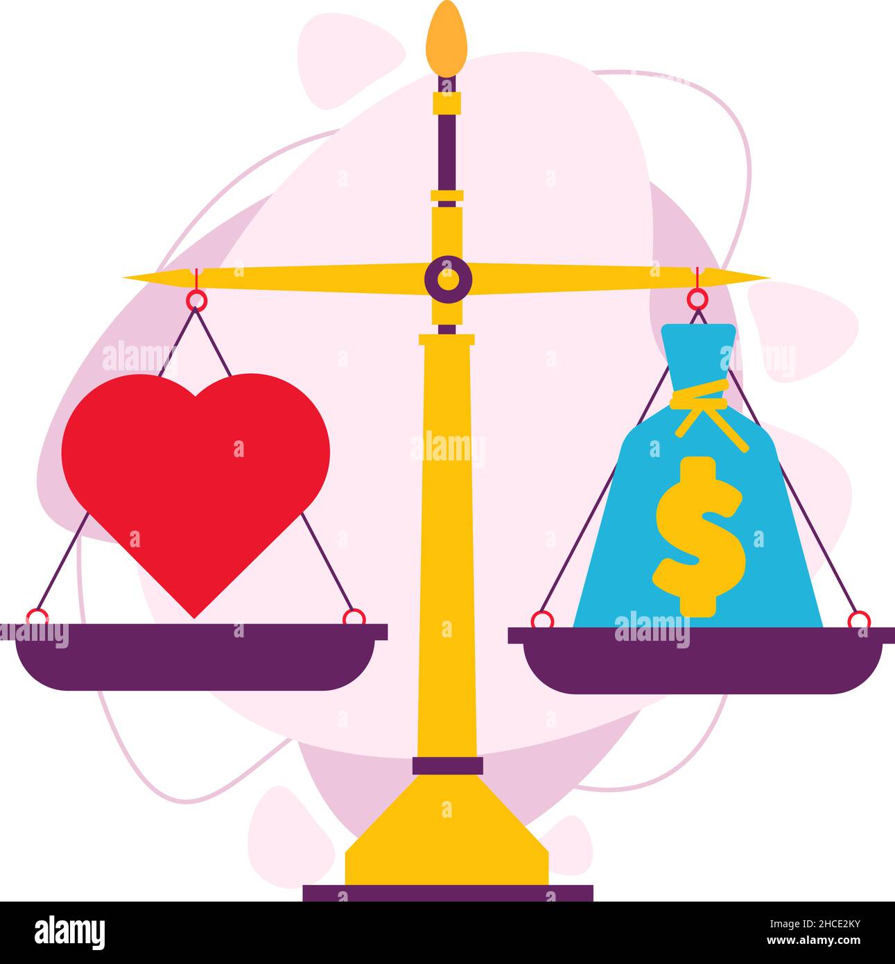 The balance between heart and money. Vector flat illustration Stock ... The balance between heart and money. Vector flat illustration Stock ...