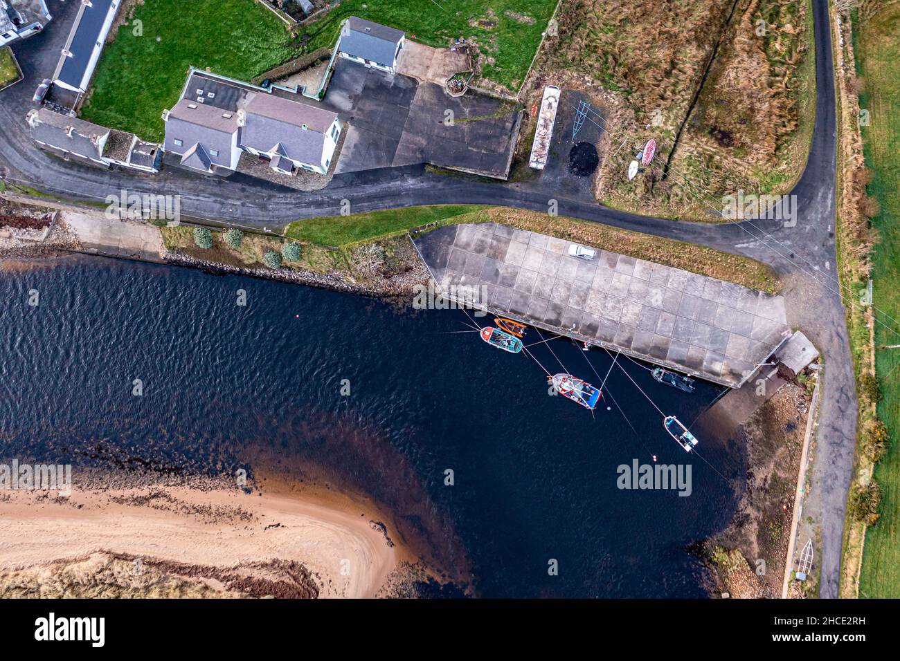 Aerial view of the Inver pier in County Donegal - Ireland Stock Photo ...
