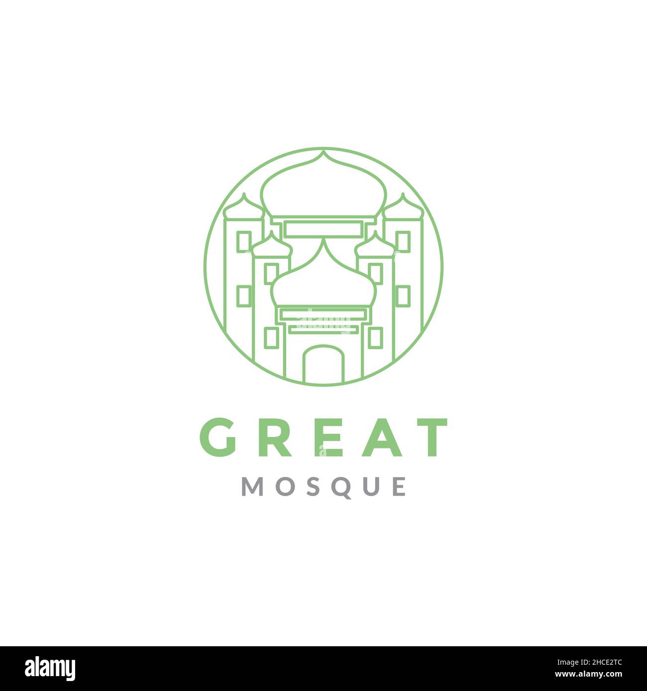 circle line with dome mosque logo design vector graphic symbol icon ...