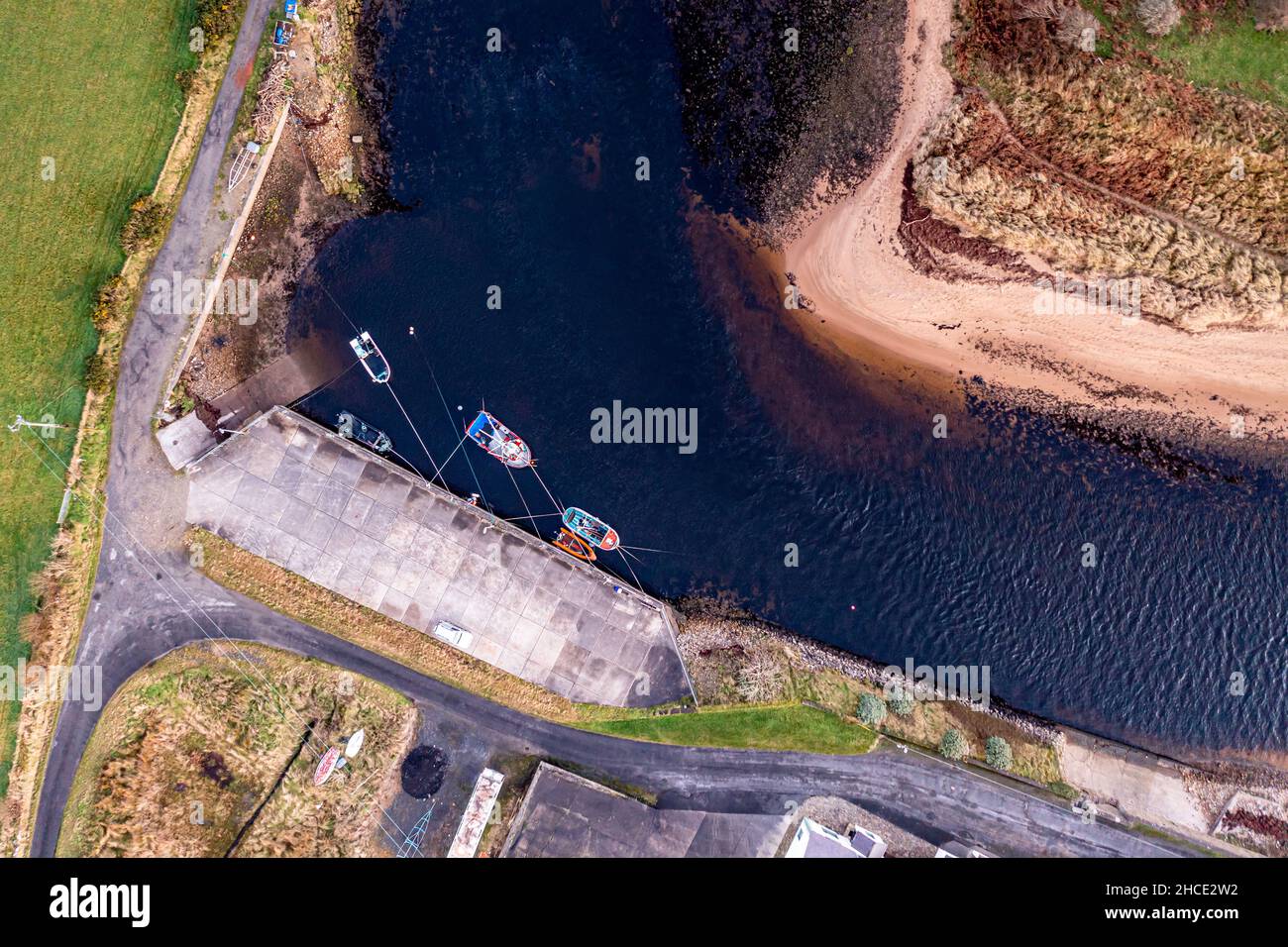 Aerial view of the Inver pier in County Donegal - Ireland Stock Photo ...