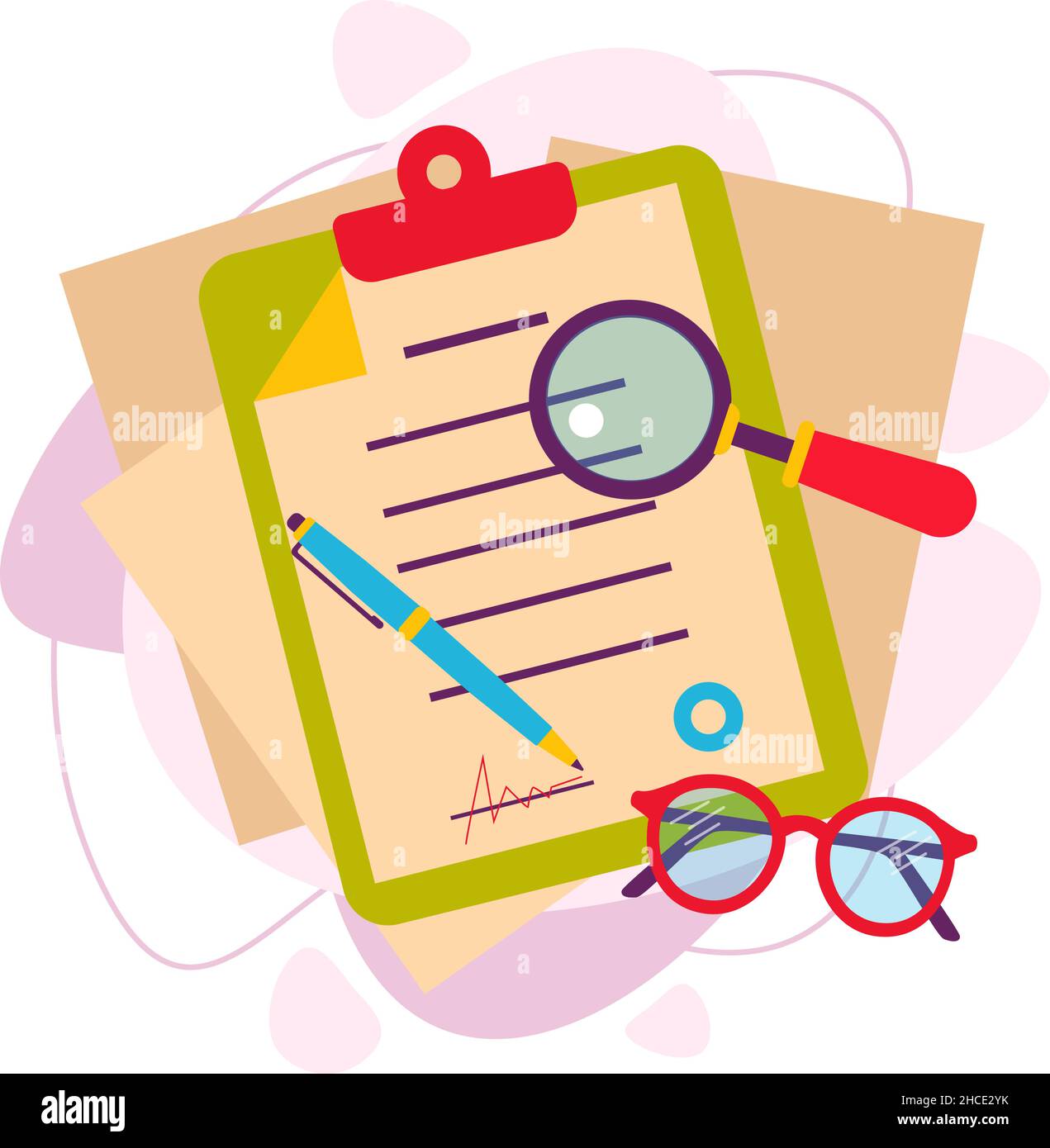 Verification of documents. Vector illustration in a flat style Stock ...