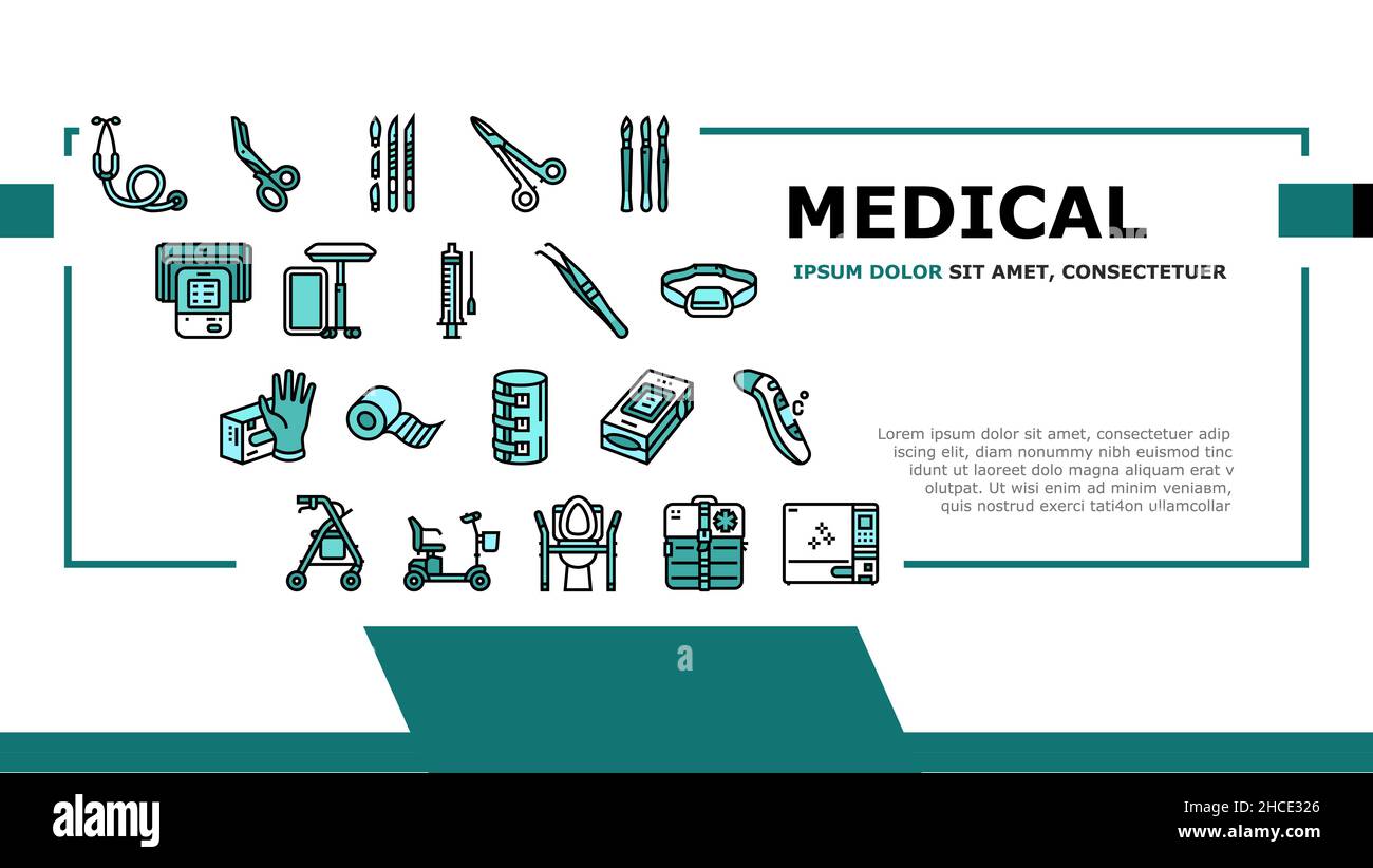 Medical Instrument And Equipment Landing Header Vector Stock Vector ...