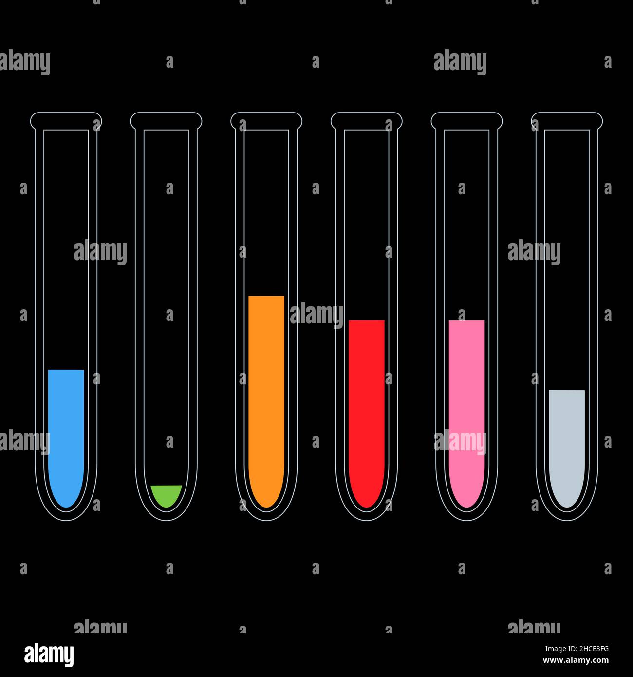 Chemical test tubes vector icons set minimalist flat illustrations ...