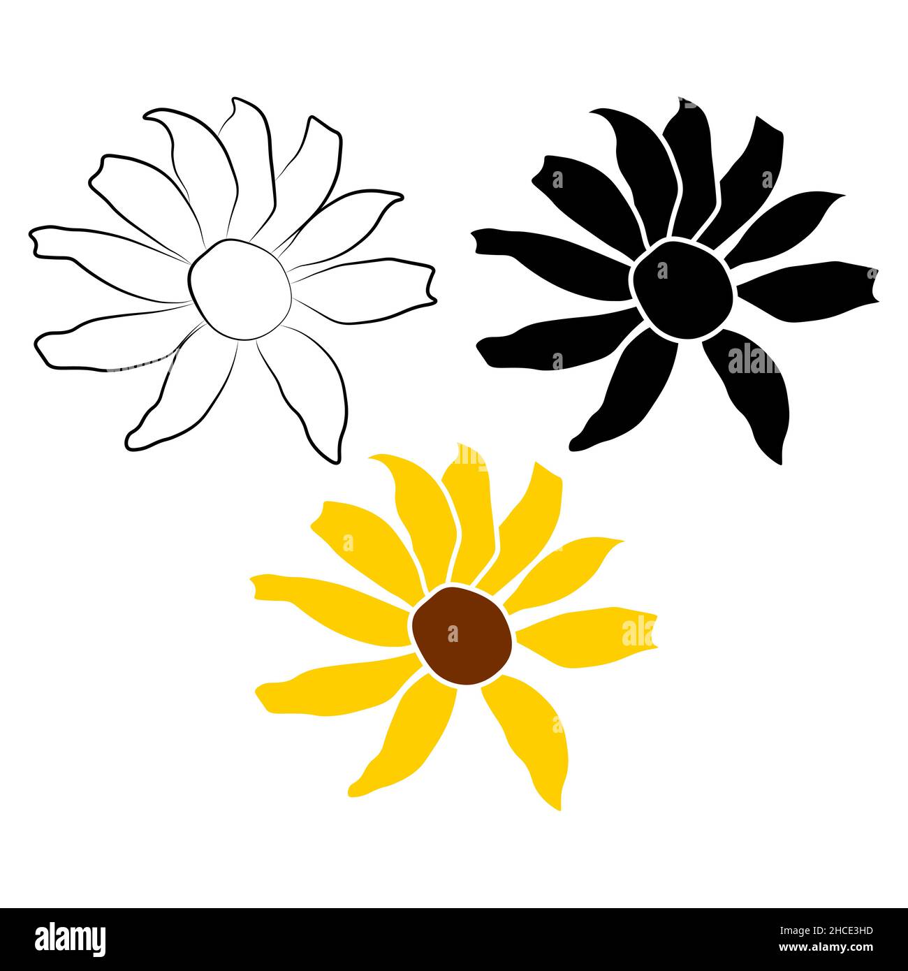 Set of open heliopsis blossom vector illustration isolated on white ...