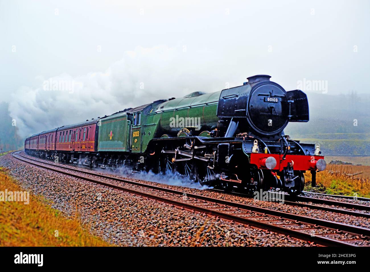 A3 Pacific No 60103 Flying Scotsman at Dent Head after coming out of ...