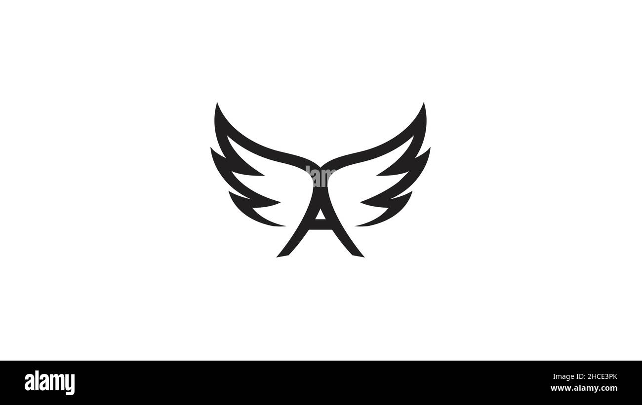 Creative Black Wings A Letter alphabet Logo Vector Design Symbol Stock ...