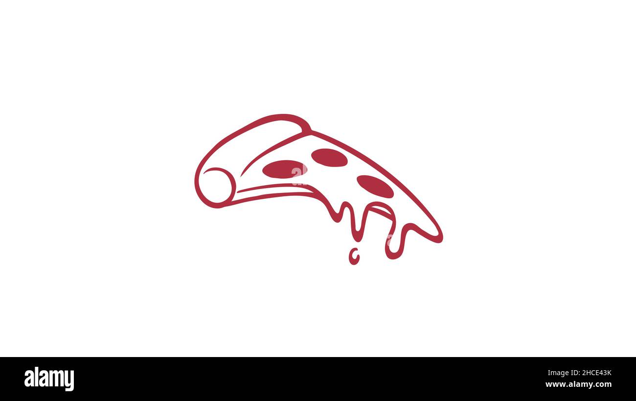 Creative Red Slice of Pizza Cheese dripping Letter Logo Vector Design ...