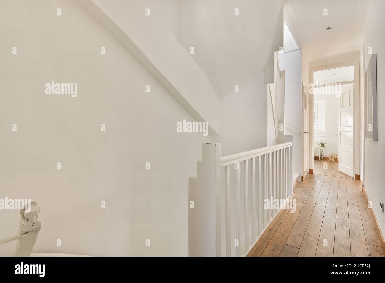 Narrow corridor white fence hi-res stock photography and images - Alamy