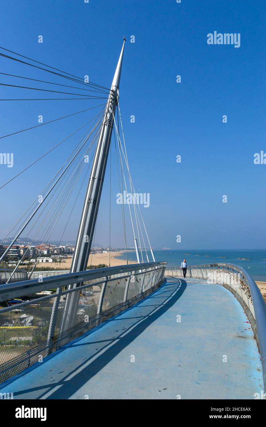 Cityscape, Bridge of the Sea, Pedestrian Bridge on the Pescara River ...