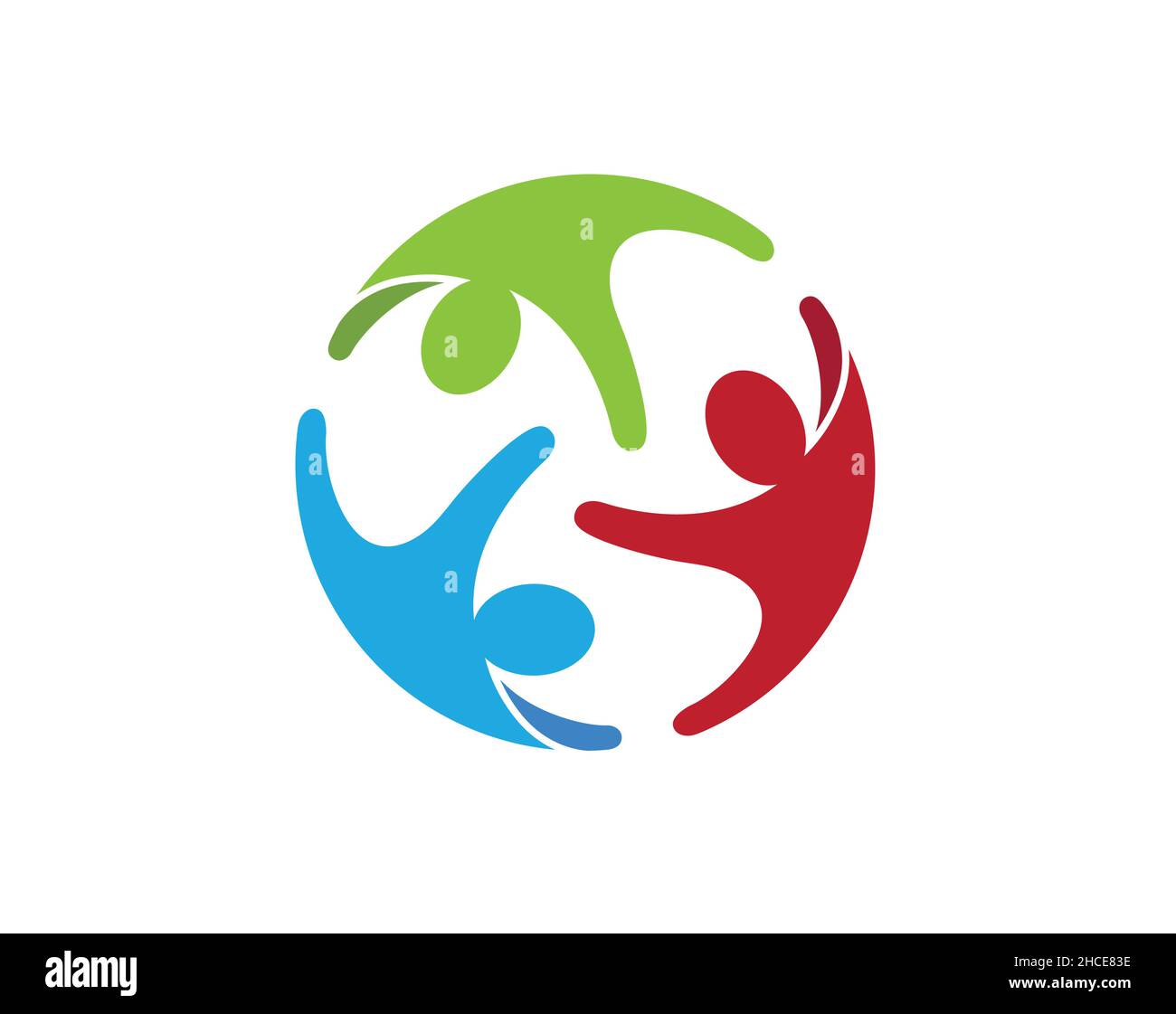 three people team logo colorful human silhouette characters vector ...