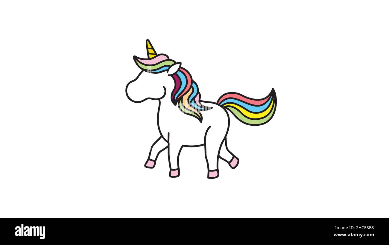 Cartoon unicorn walking on Stock Vector Images - Alamy