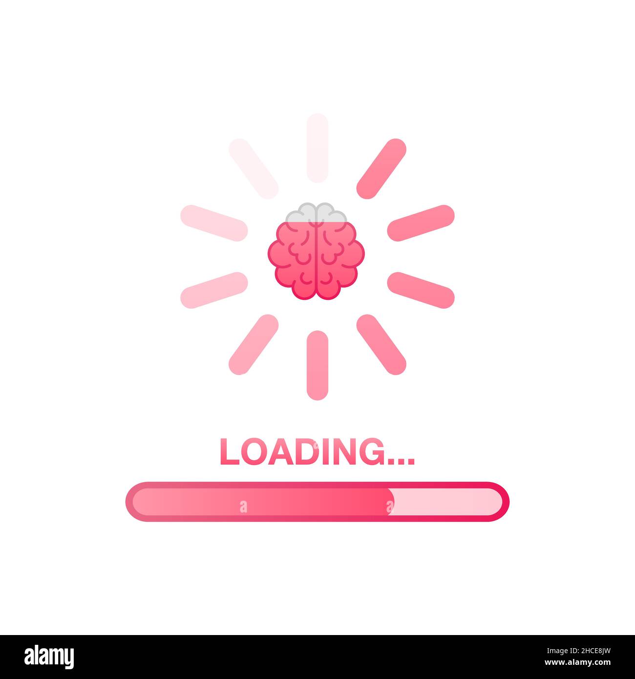 Brain, think loading concept with idea processed on a lightbulb bar ...