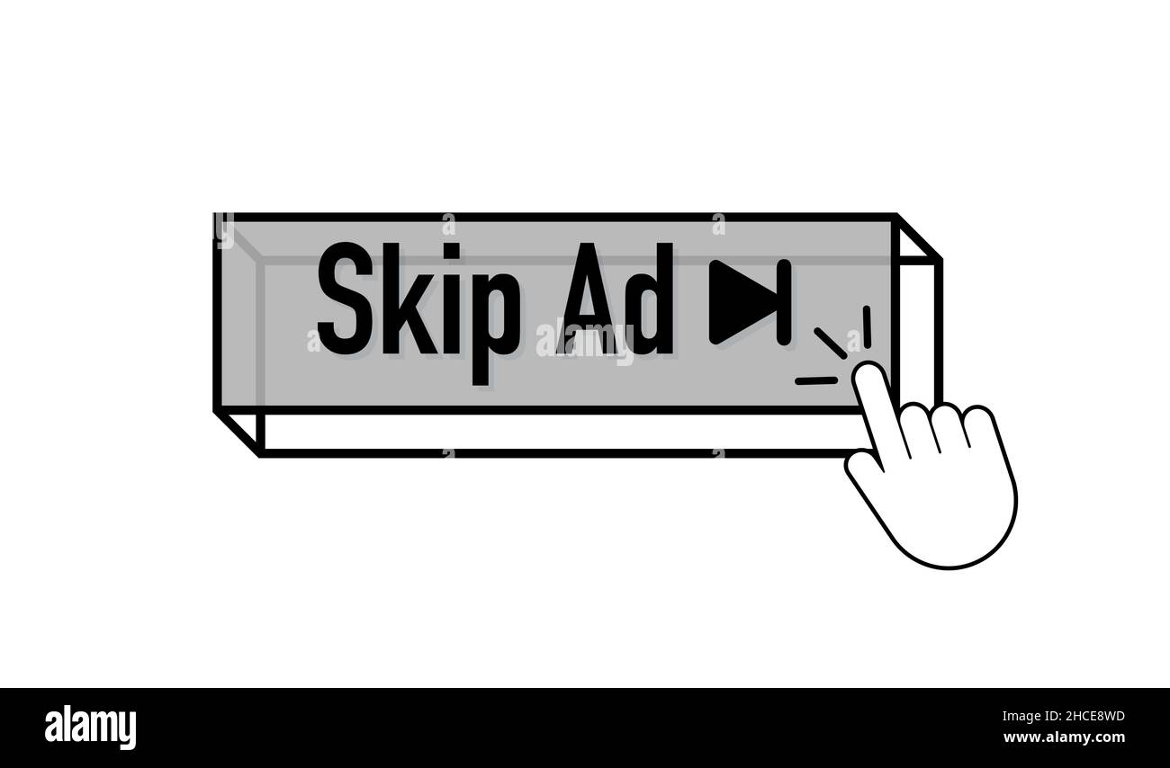 Skip ad button. Modern advertising for marketing design. Vector illustration design ...