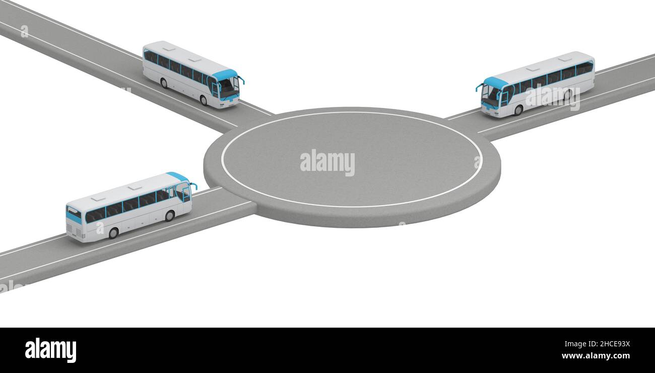 template area where bus drive from different directions. 3d rendering ...