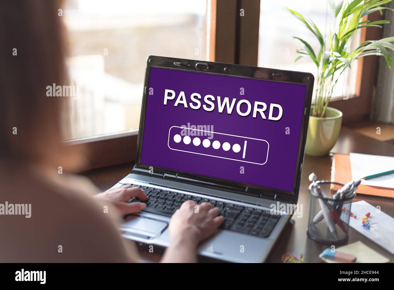 Laptop screen displaying a password concept Stock Photo - Alamy
