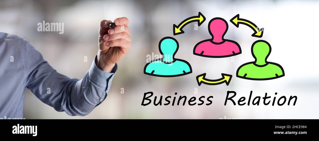Man drawing a business relation concept Stock Photo - Alamy