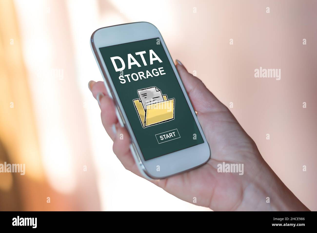 Smartphone screen displaying a data storage concept Stock Photo - Alamy
