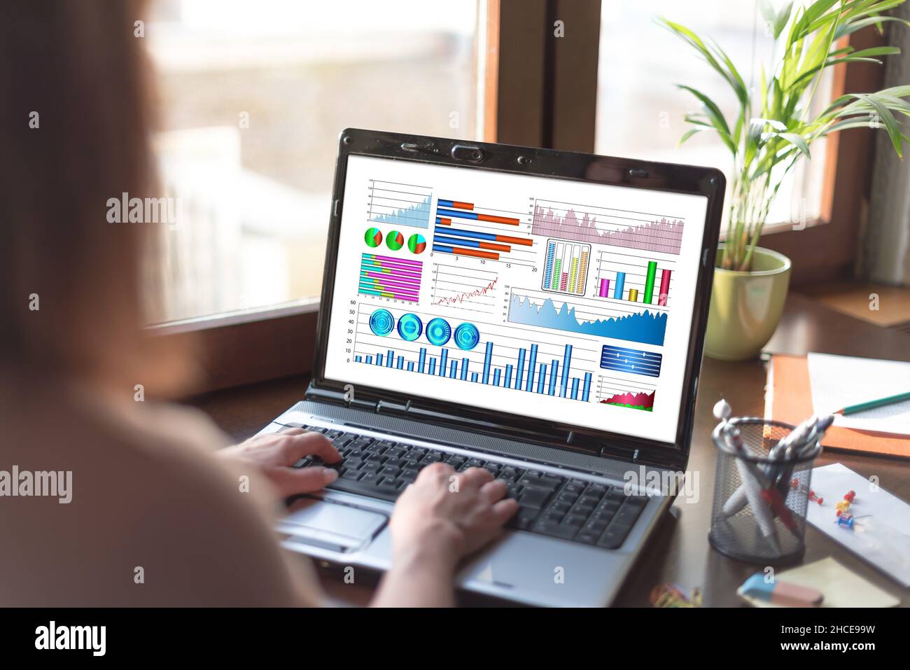 Laptop screen displaying a financial analysis concept Stock Photo - Alamy