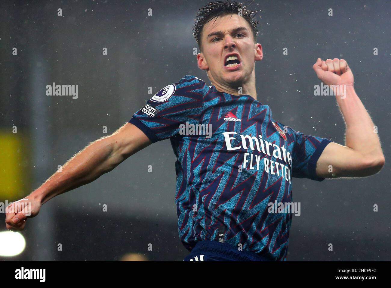 Kieran Tierney of Arsenal celebrates after scoring a goal to make it 2 ...