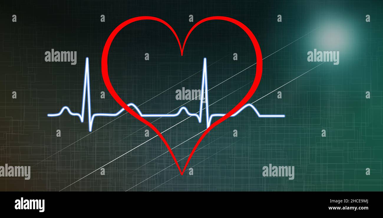 Illustration of a heart beats graph concept Stock Photo - Alamy