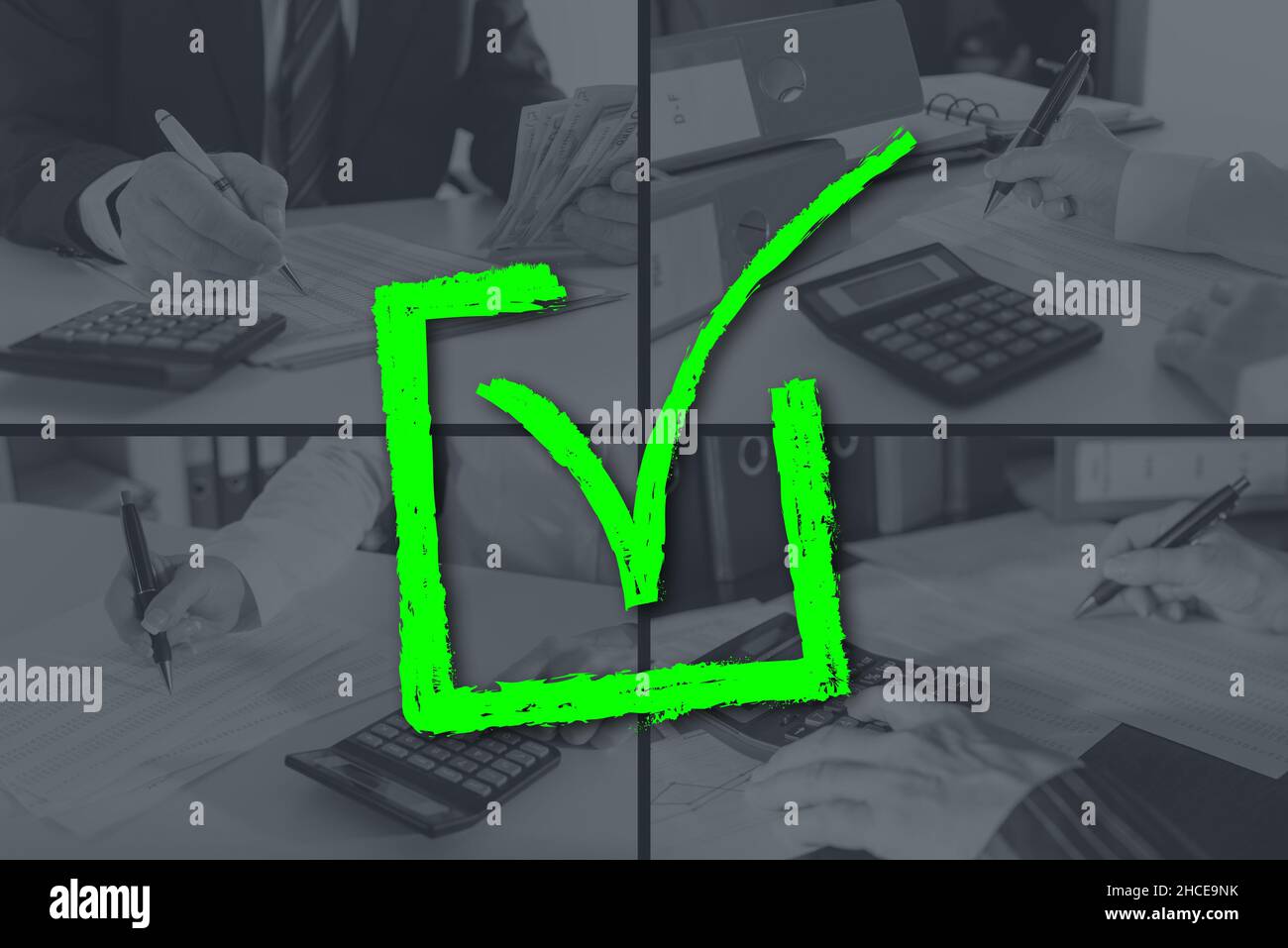 Validation concept illustrated by pictures on background Stock Photo ...