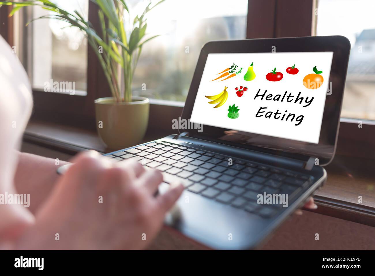 Laptop screen displaying a healthy eating concept Stock Photo - Alamy