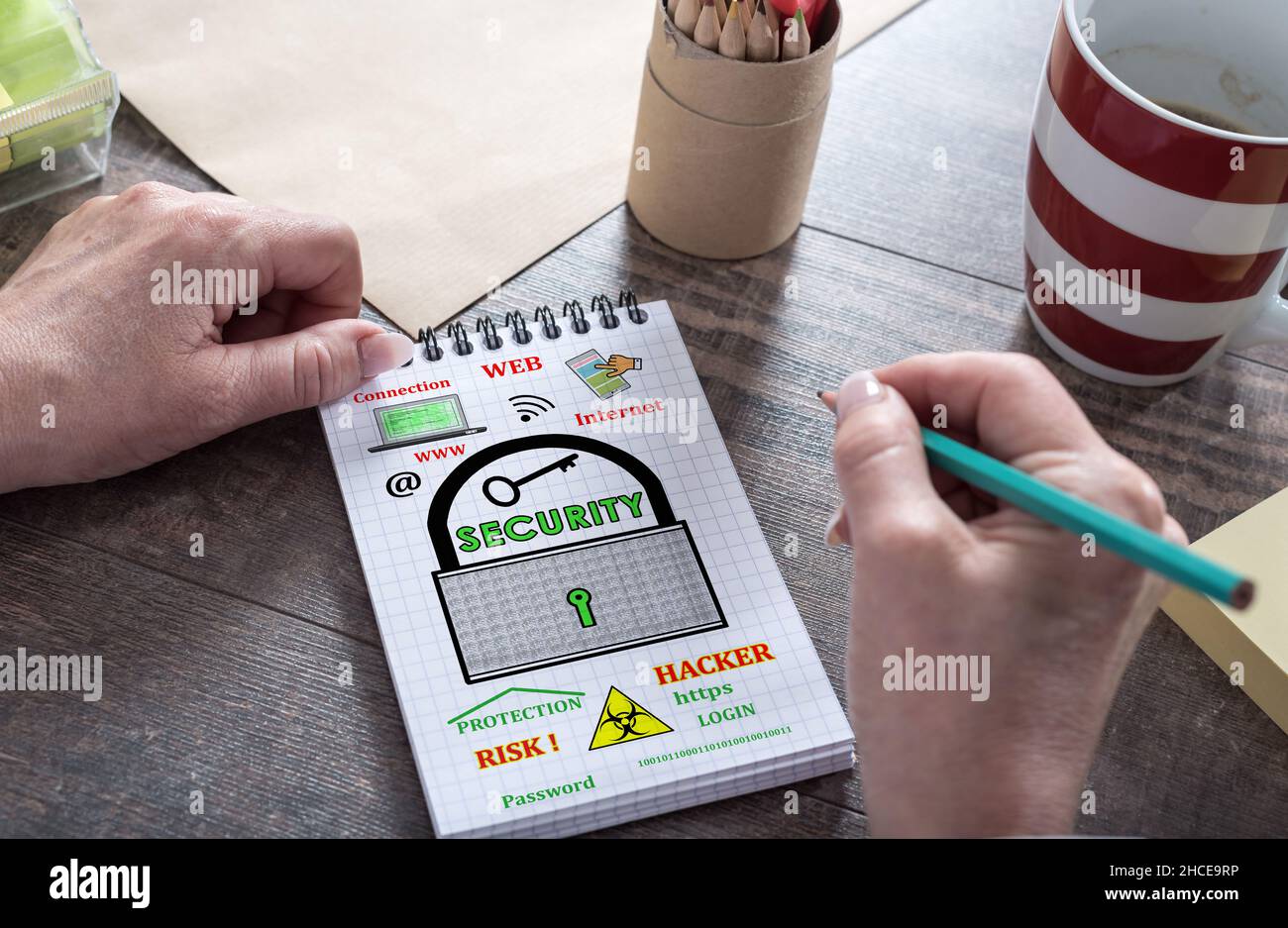 Data security concept drawn on a notepad Stock Photo - Alamy