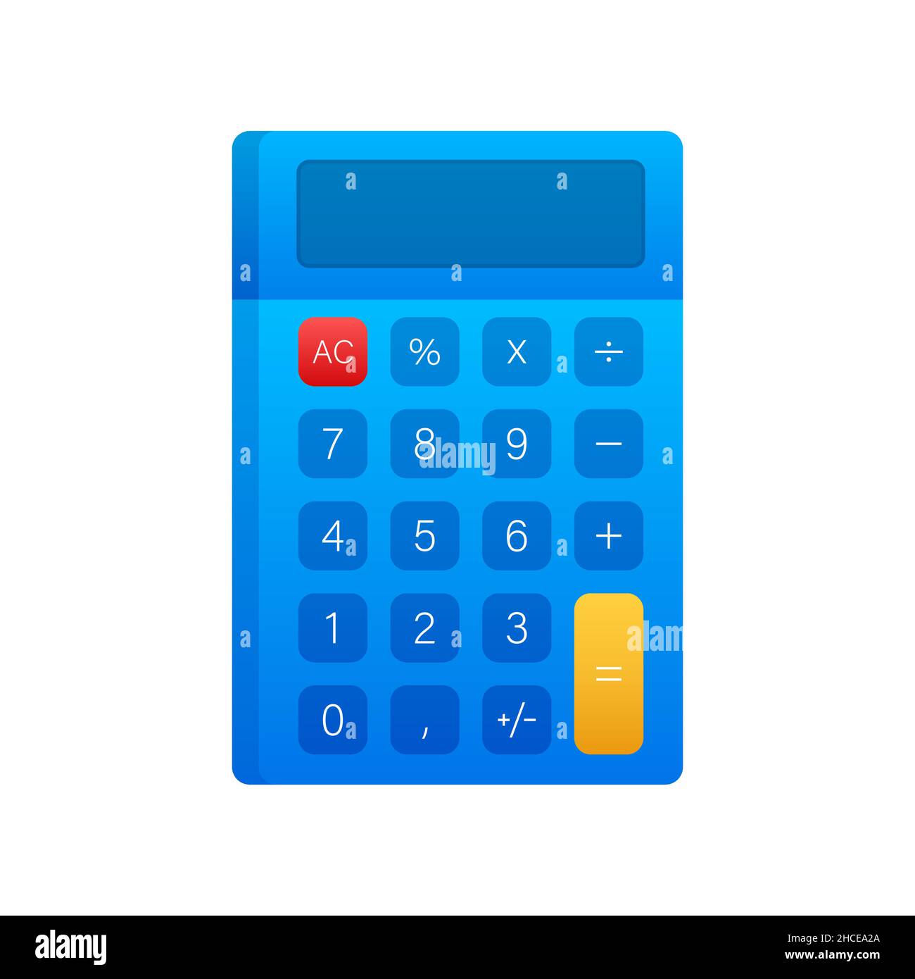 Blue calculator white background. Modern design. Electronic portable ...