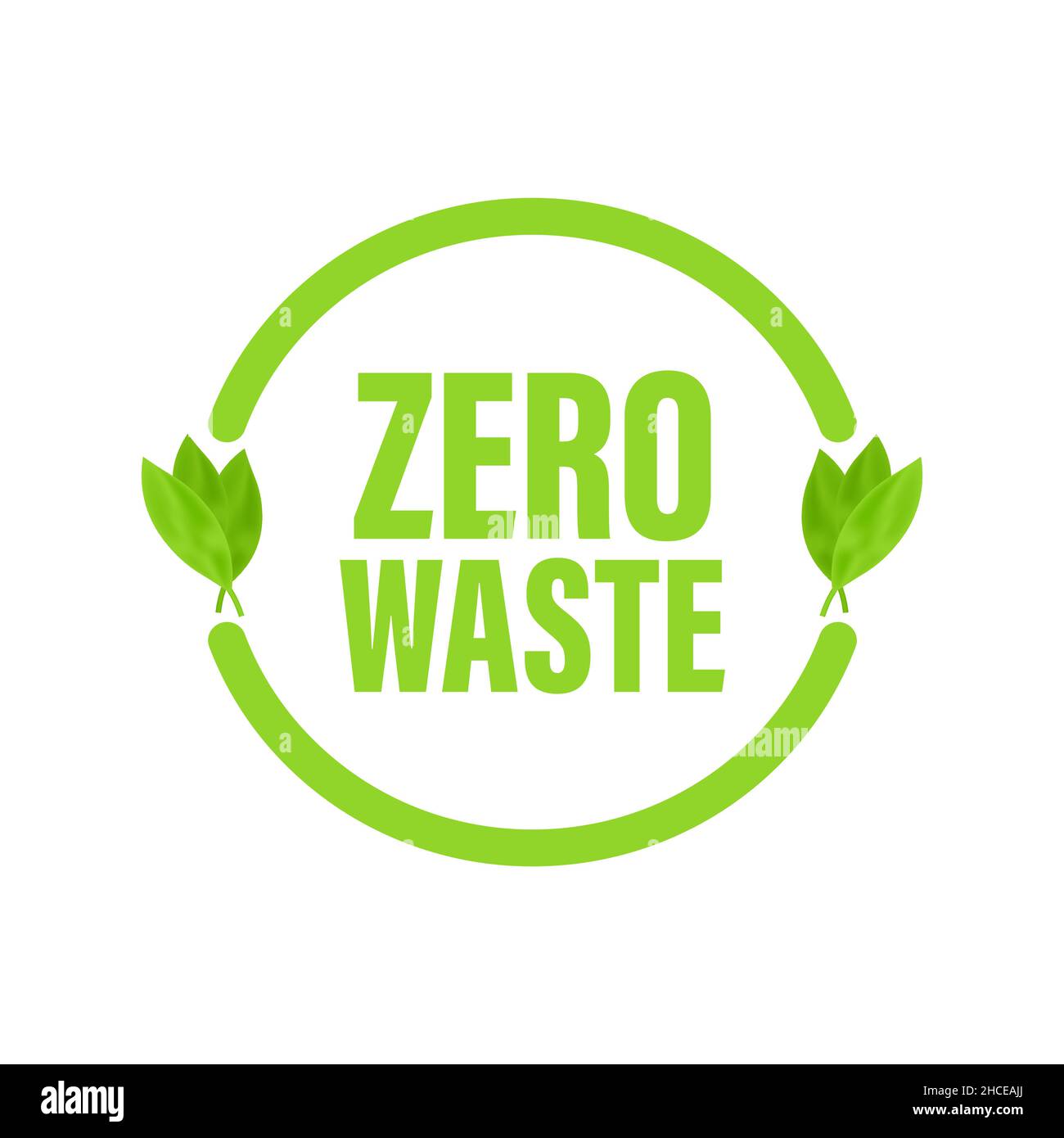 Green zero waste sign. Vector logo illustration. Doodle vector ...