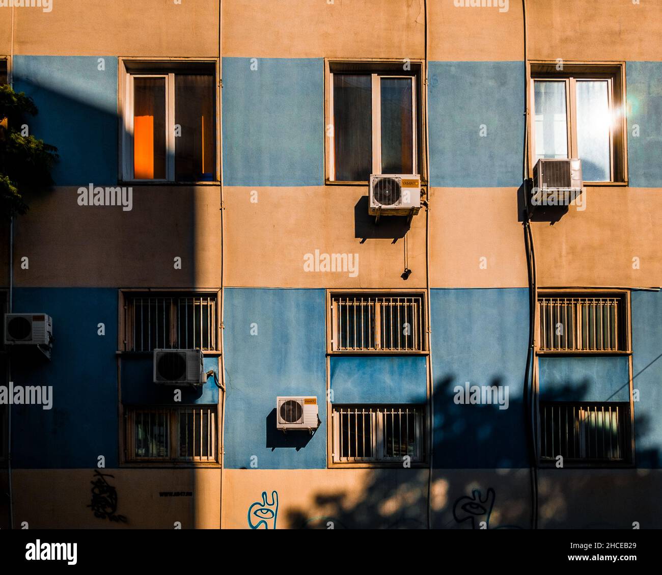 Exterior view of a residential block in a sunny weather Stock Photo - Alamy