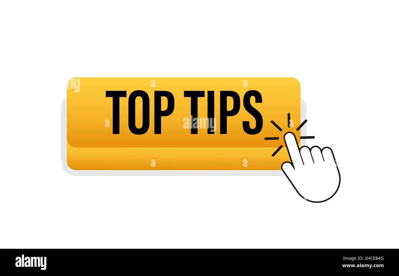 Push button with text Top tips. Vector illustration Stock Vector Image ...