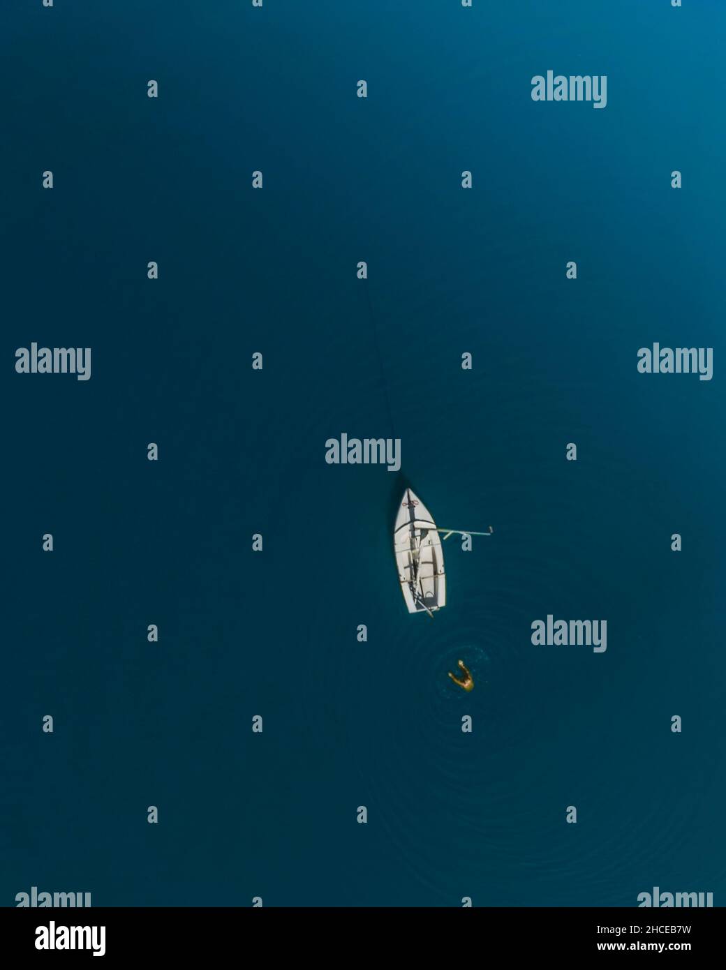 Aerial view of a boat in the open sea Stock Photo - Alamy