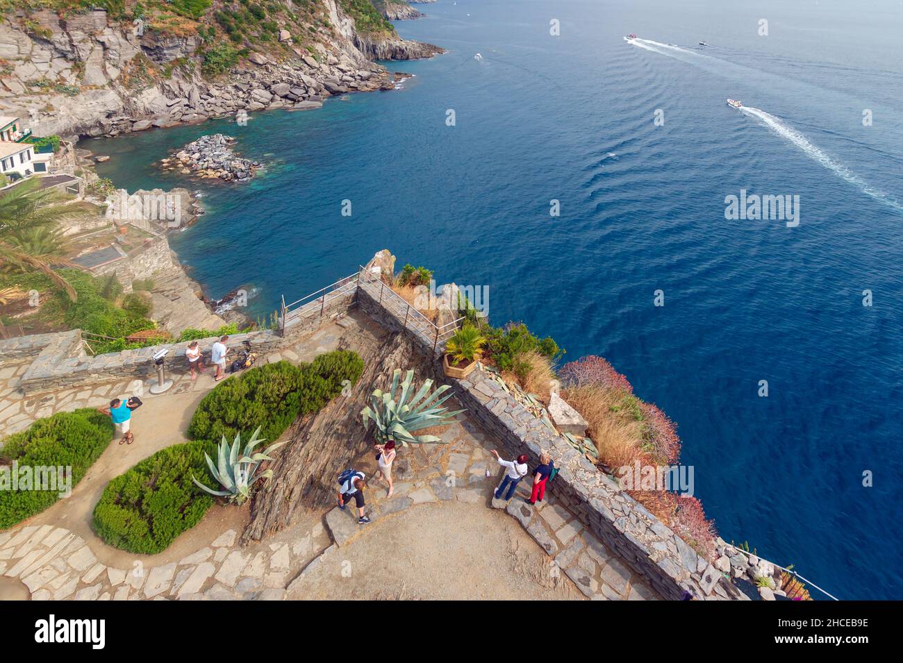 Seascape, Cinque Terre National Park, View from the Castle of Vernazza ...