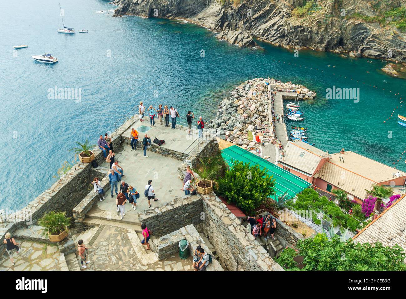 Seascape, Cinque Terre National Park, View from the Castle of Vernazza ...