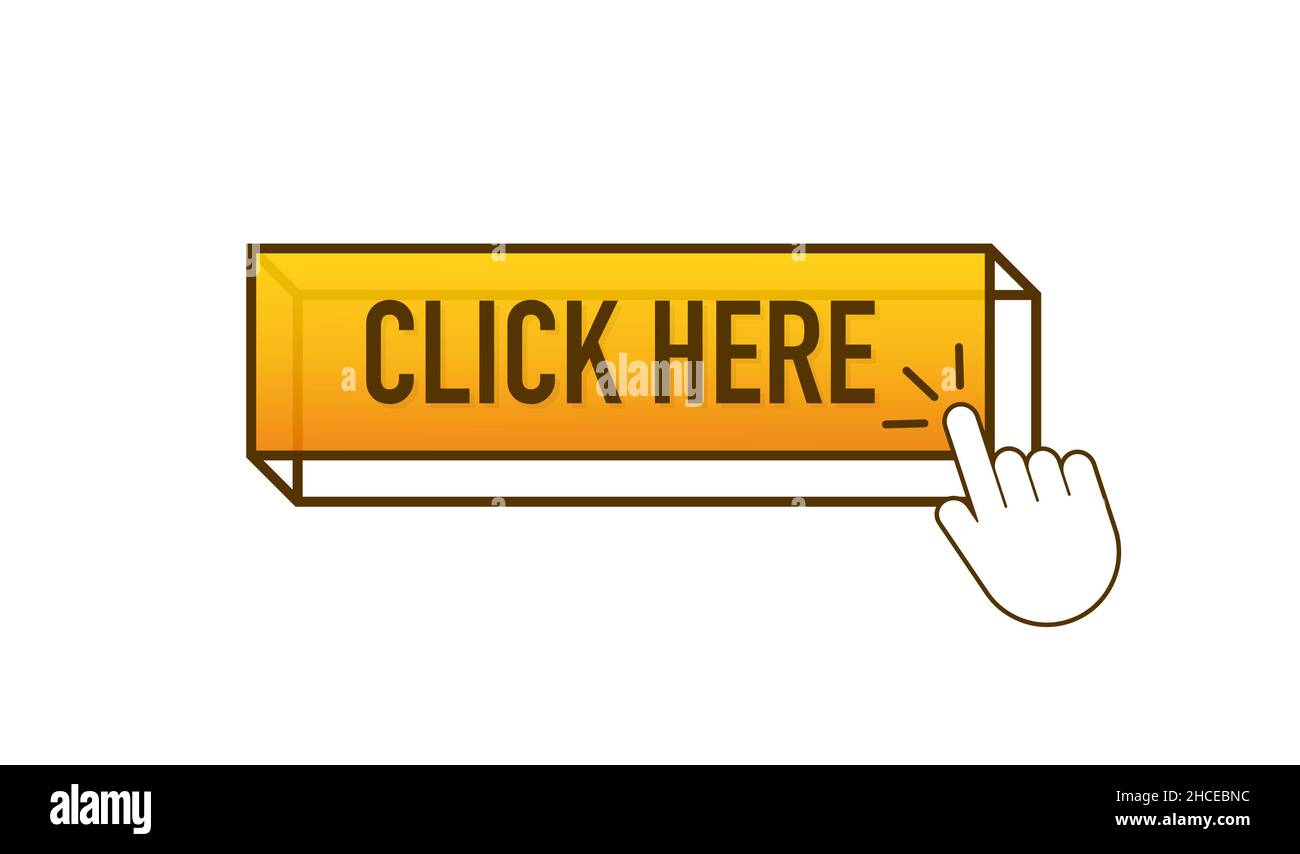 Yellow click here on white background. Digital download. Click here ...