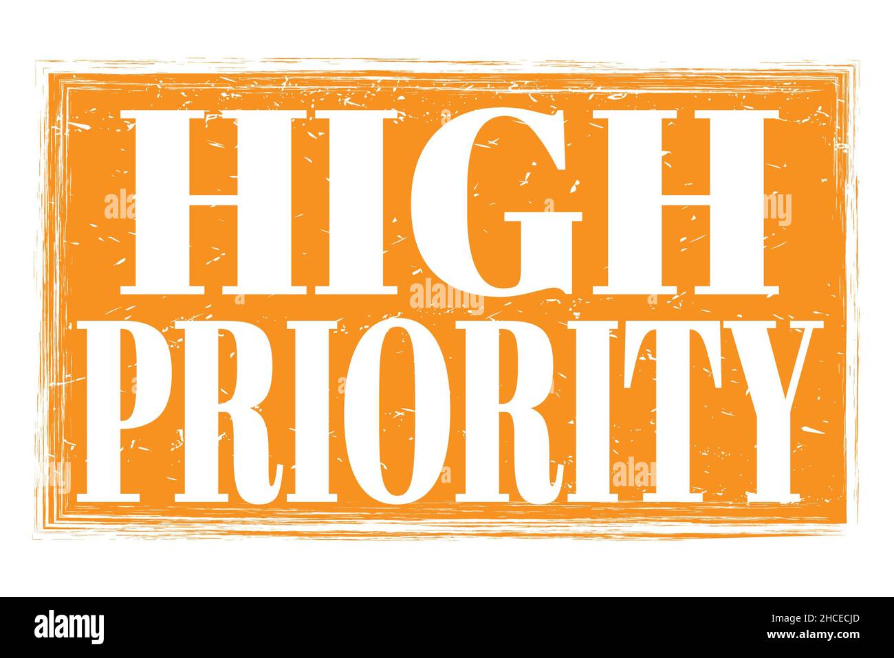 HIGH PRIORITY, words written on orange grungy stamp sign Stock Photo ...