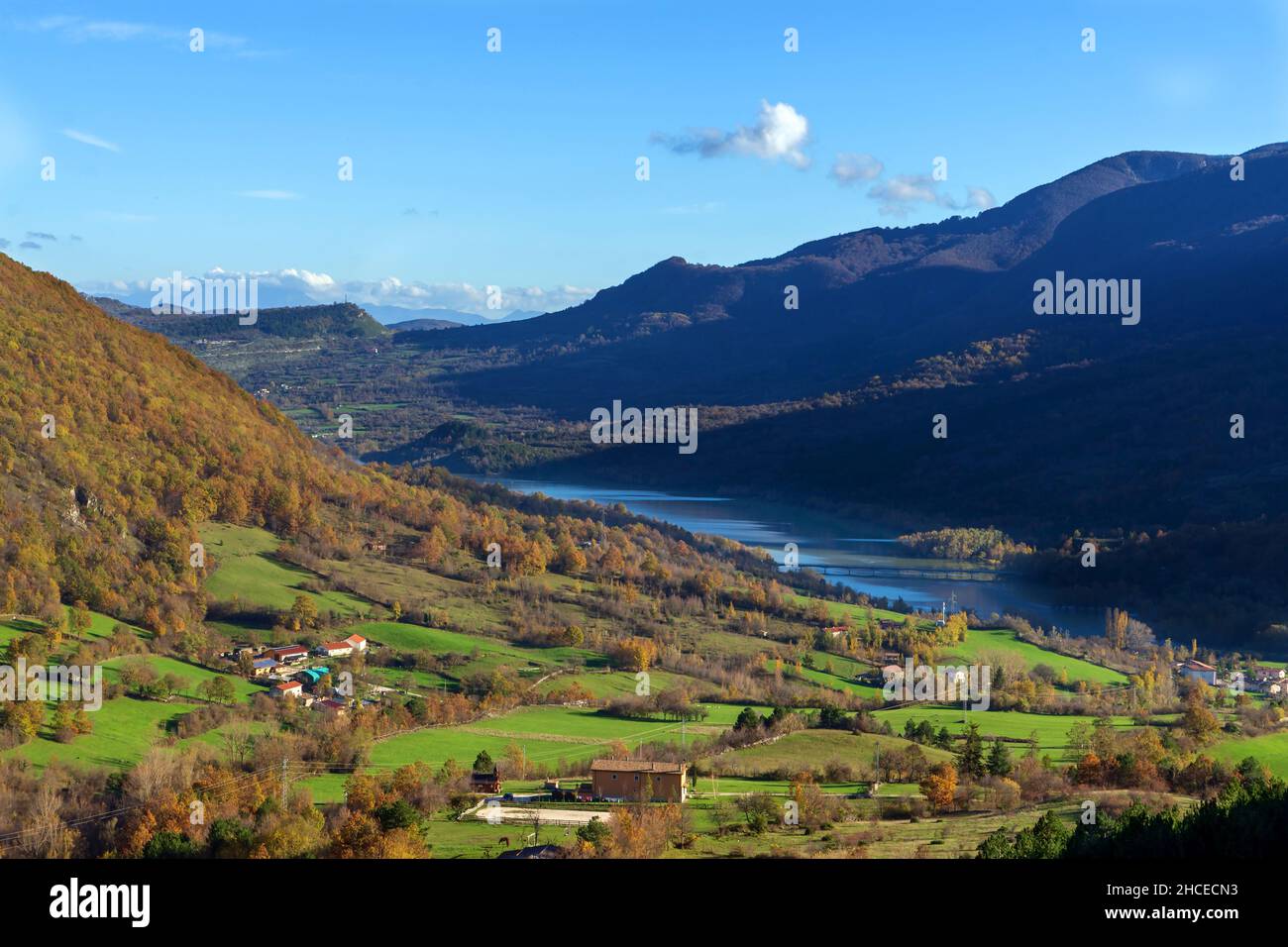 National Park of Abruzzo, View of the Lake of Barrea, Villetta Barrea ...